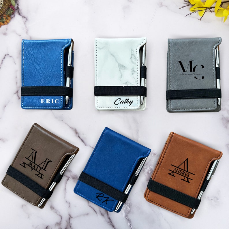 Custom Pocket Notepad With Pen, Personalized Leather Mini Notepad With ...