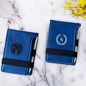 Custom Pocket Notepad With Pen, Personalized Leather Mini Notepad With ...