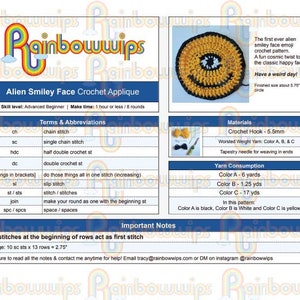 Alien Emoji Happy Face - CROCHET APPLIQUE PATTERN - Crochet Patch ...