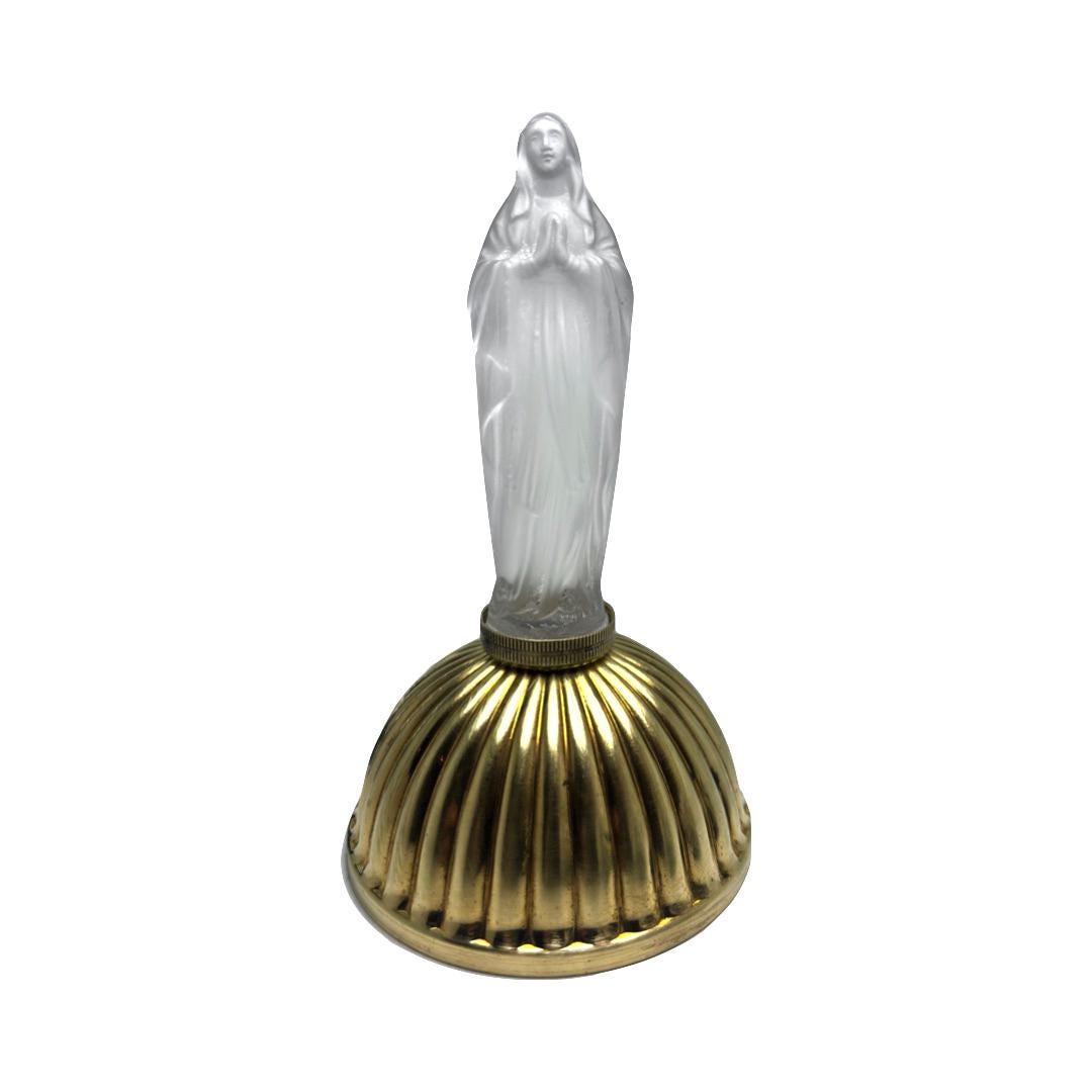 Vintage French Art Deco Virgin Mary Lamp – Frosted Glass, Brass Base - Etsy