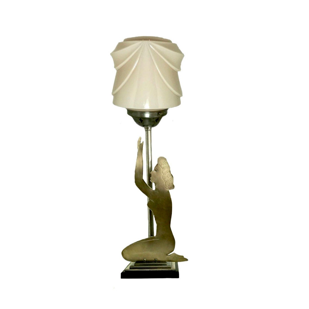 Original 1930's Art Deco Brass & Chrome Lady Lamp - Etsy