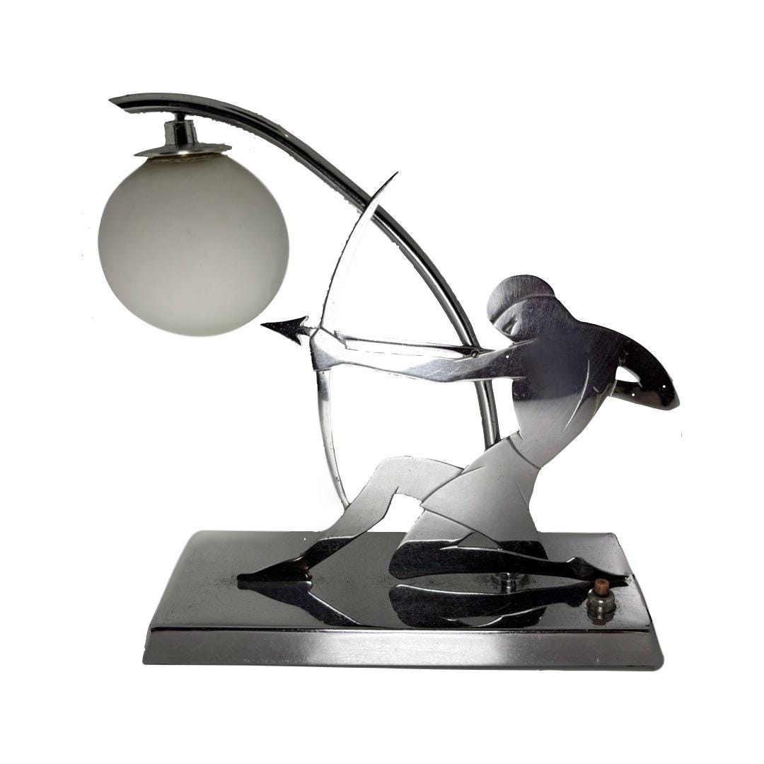 Paris, Chrone & Glass Light Shade Art Deco Bowman Lamp, Ca.1930 - Etsy