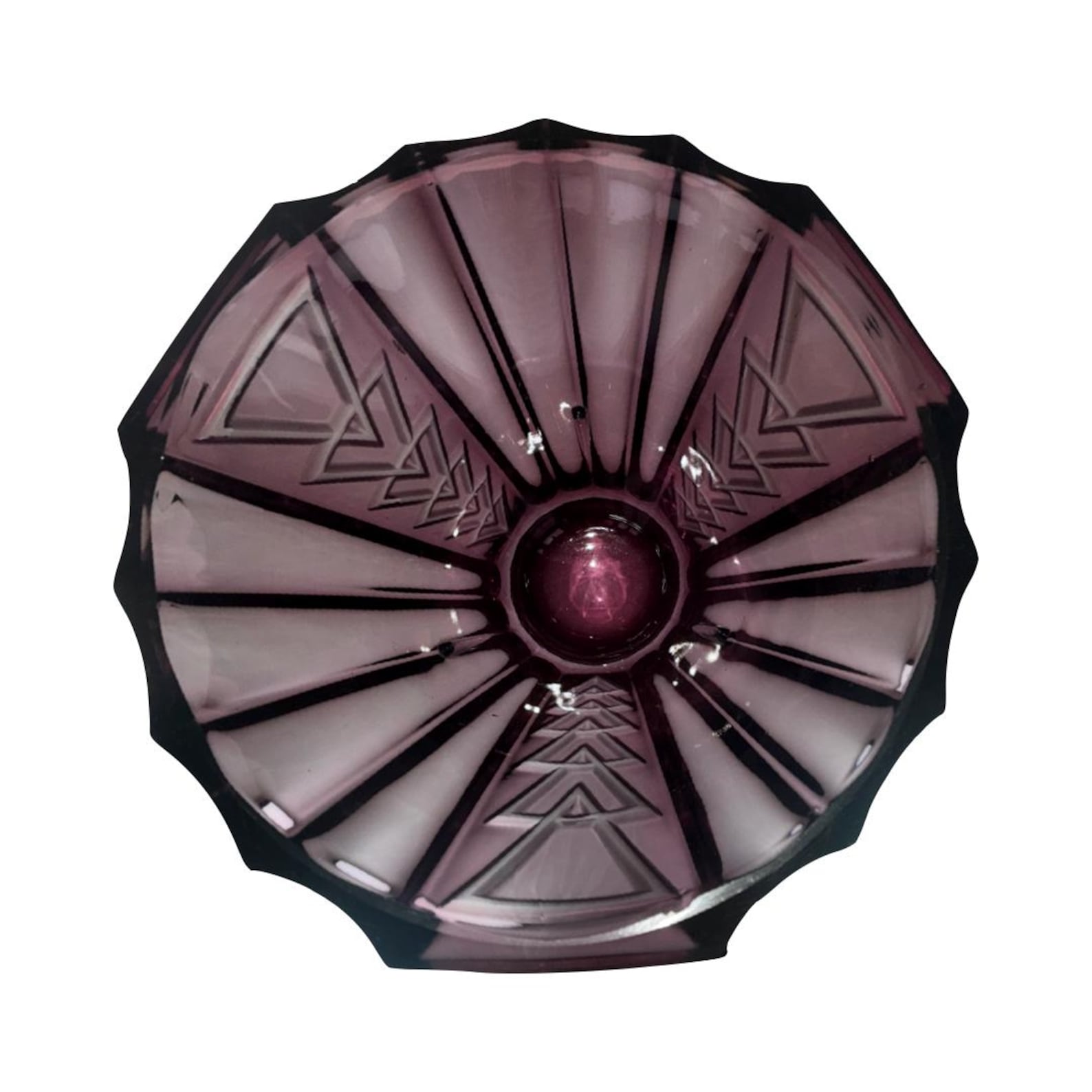Art Deco 1930’s H. Markhbeinn Amethyst Flower Vase Geometric Triangle ...