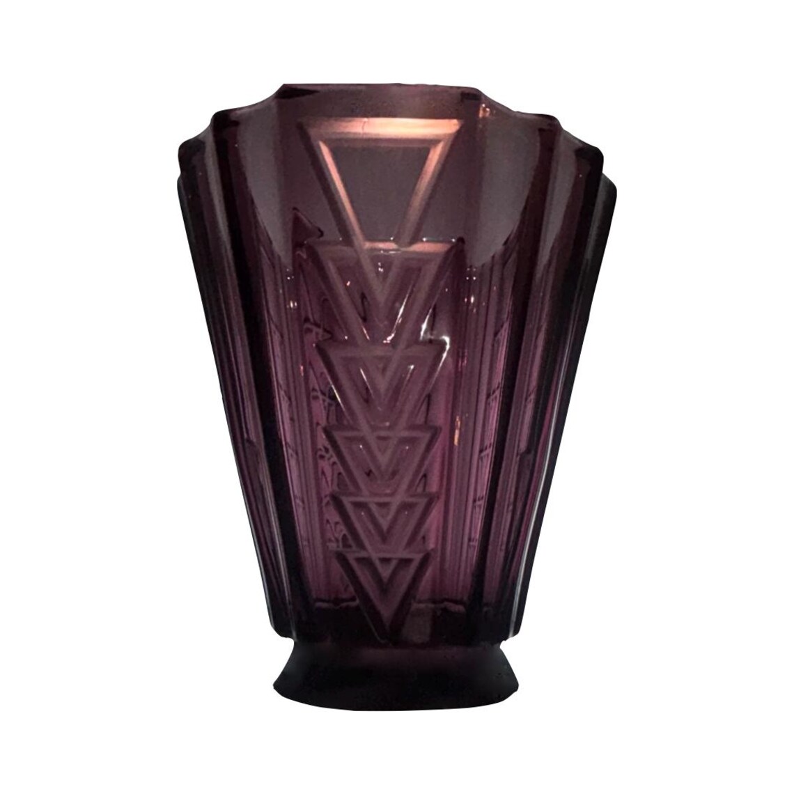 Art Deco 1930’s H. Markhbeinn Amethyst Flower Vase Geometric Triangle ...