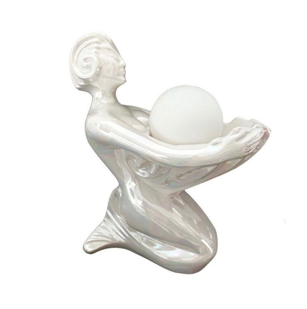 Vintage Art Deco Pearlescent White Sunset Mermaid Lamp by Maggie Fisher ...