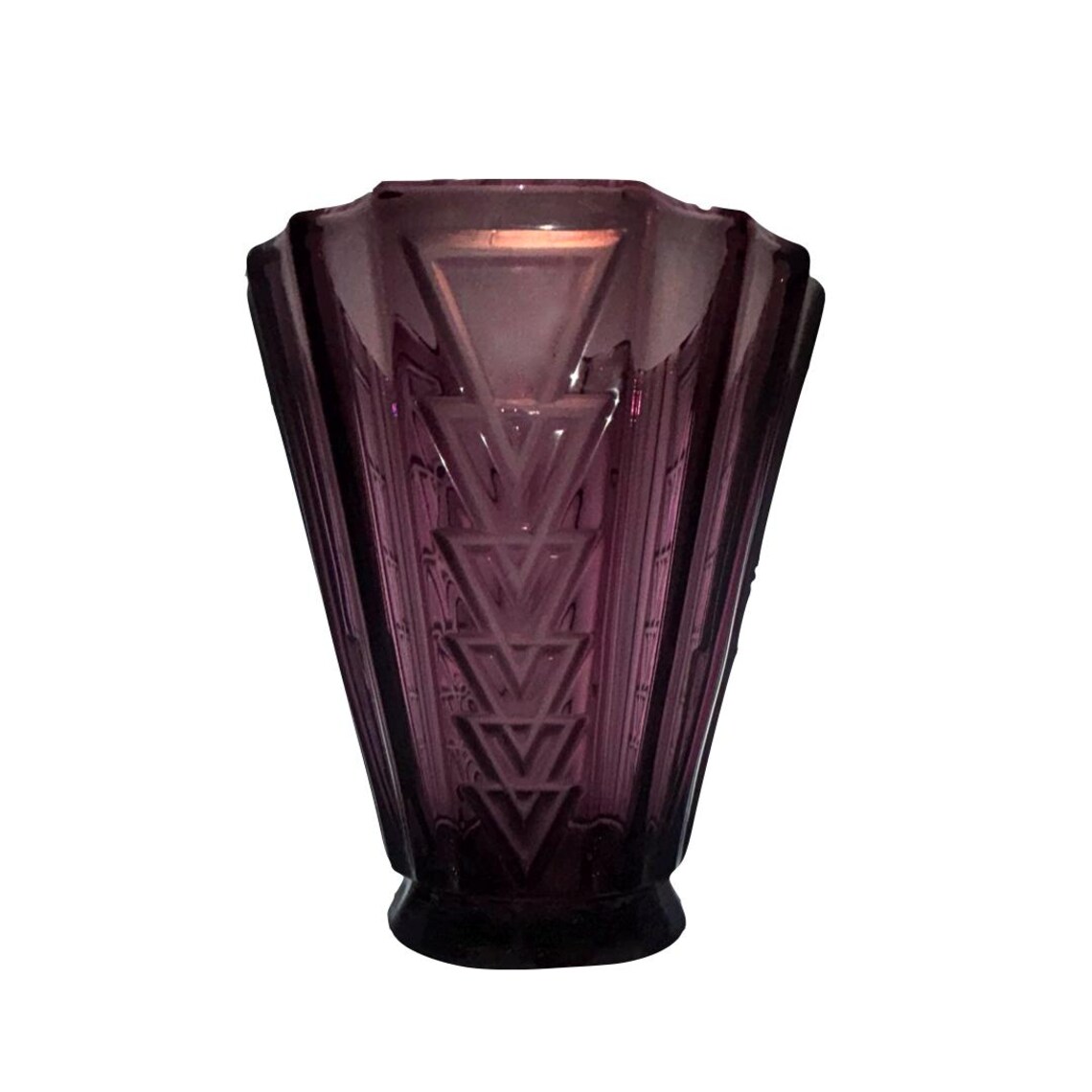 Art Deco 1930’s H. Markhbeinn Amethyst Flower Vase Geometric Triangle ...