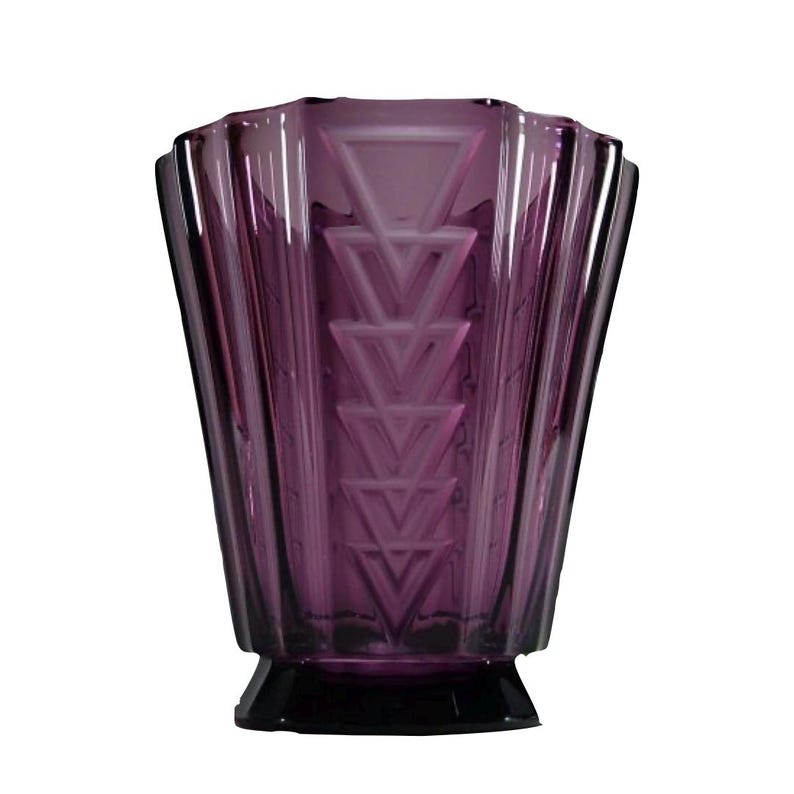 Art Deco 1930’s H. Markhbeinn Amethyst Flower Vase Geometric Triangle ...