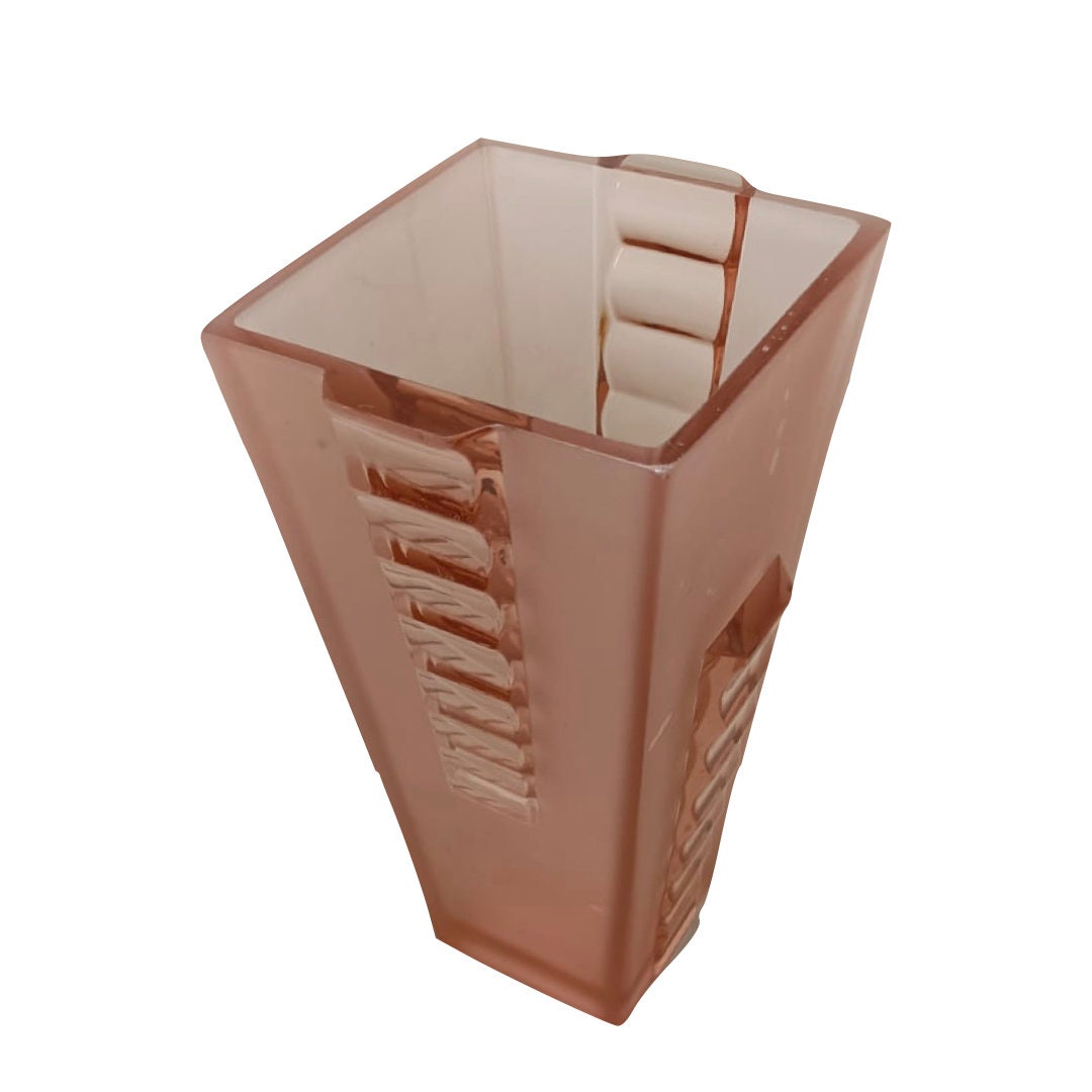 1930s German Art Deco Geometric Pink Glass Vase. - Etsy