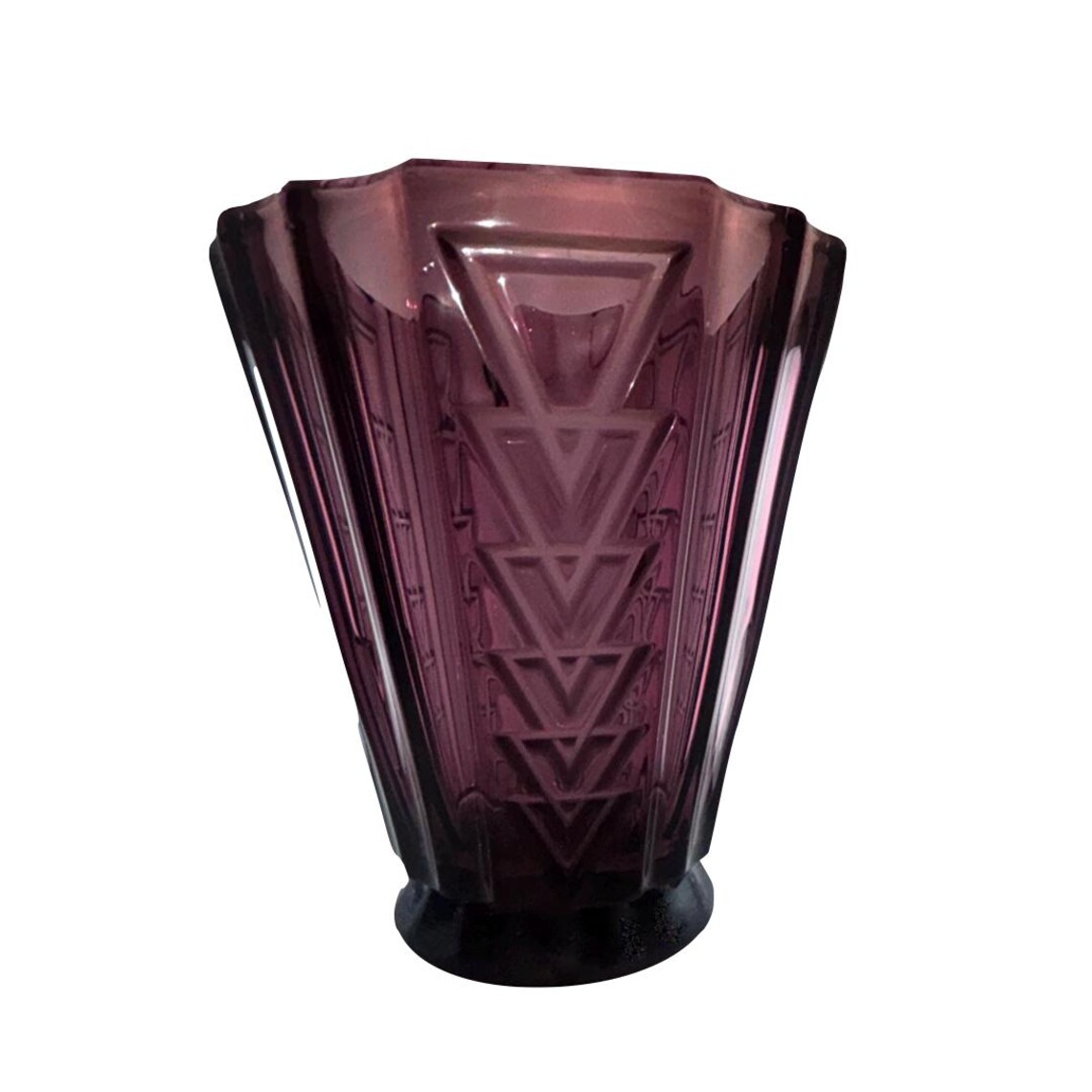 Art Deco 1930’s H. Markhbeinn Amethyst Flower Vase Geometric Triangle ...