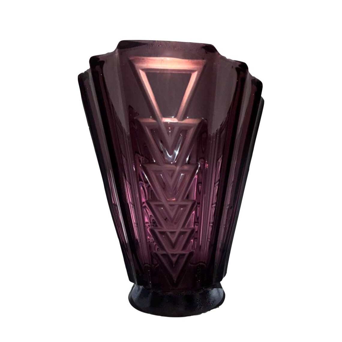 Art Deco 1930’s H. Markhbeinn Amethyst Flower Vase Geometric Triangle ...