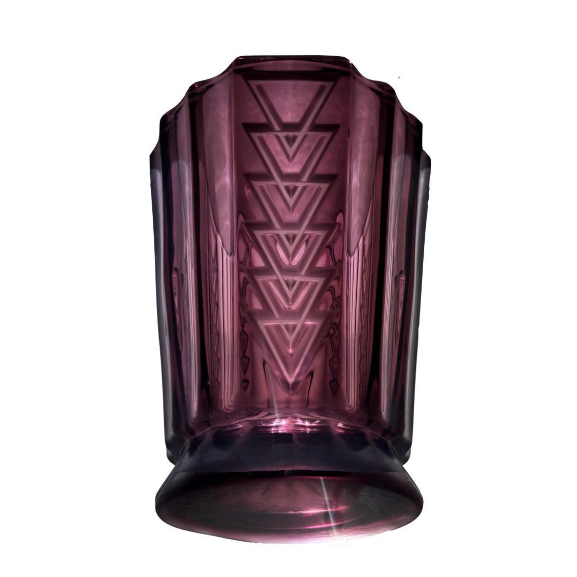Art Deco 1930’s H. Markhbeinn Amethyst Flower Vase Geometric Triangle ...
