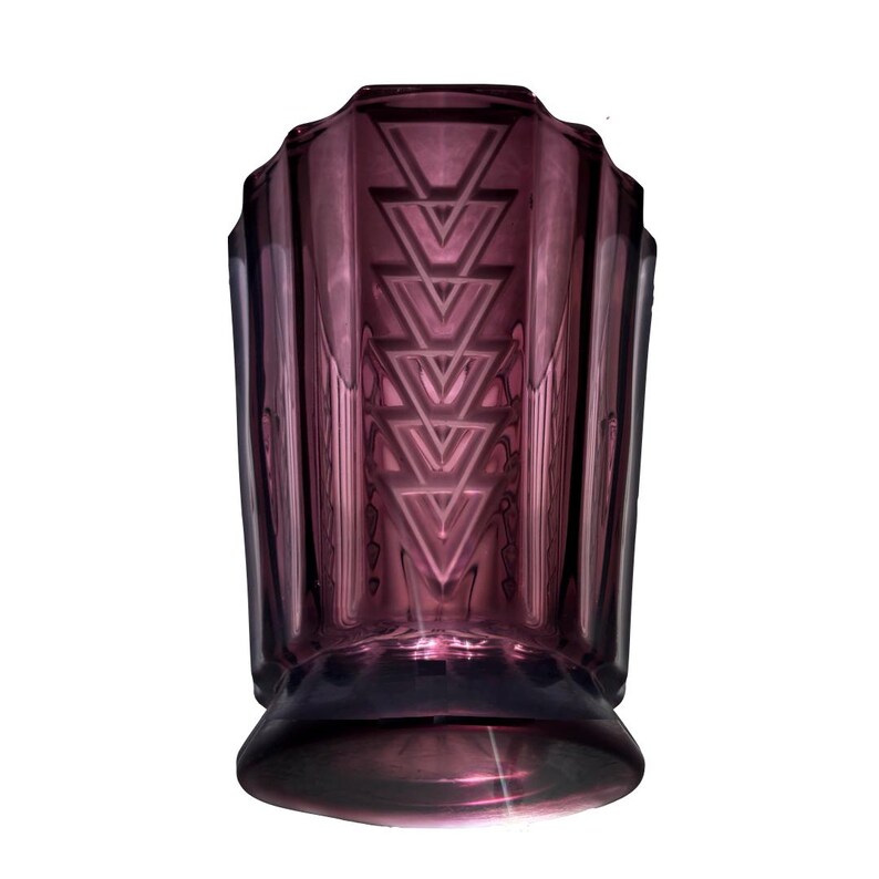 Art Deco 1930’s H. Markhbeinn Amethyst Flower Vase Geometric Triangle ...