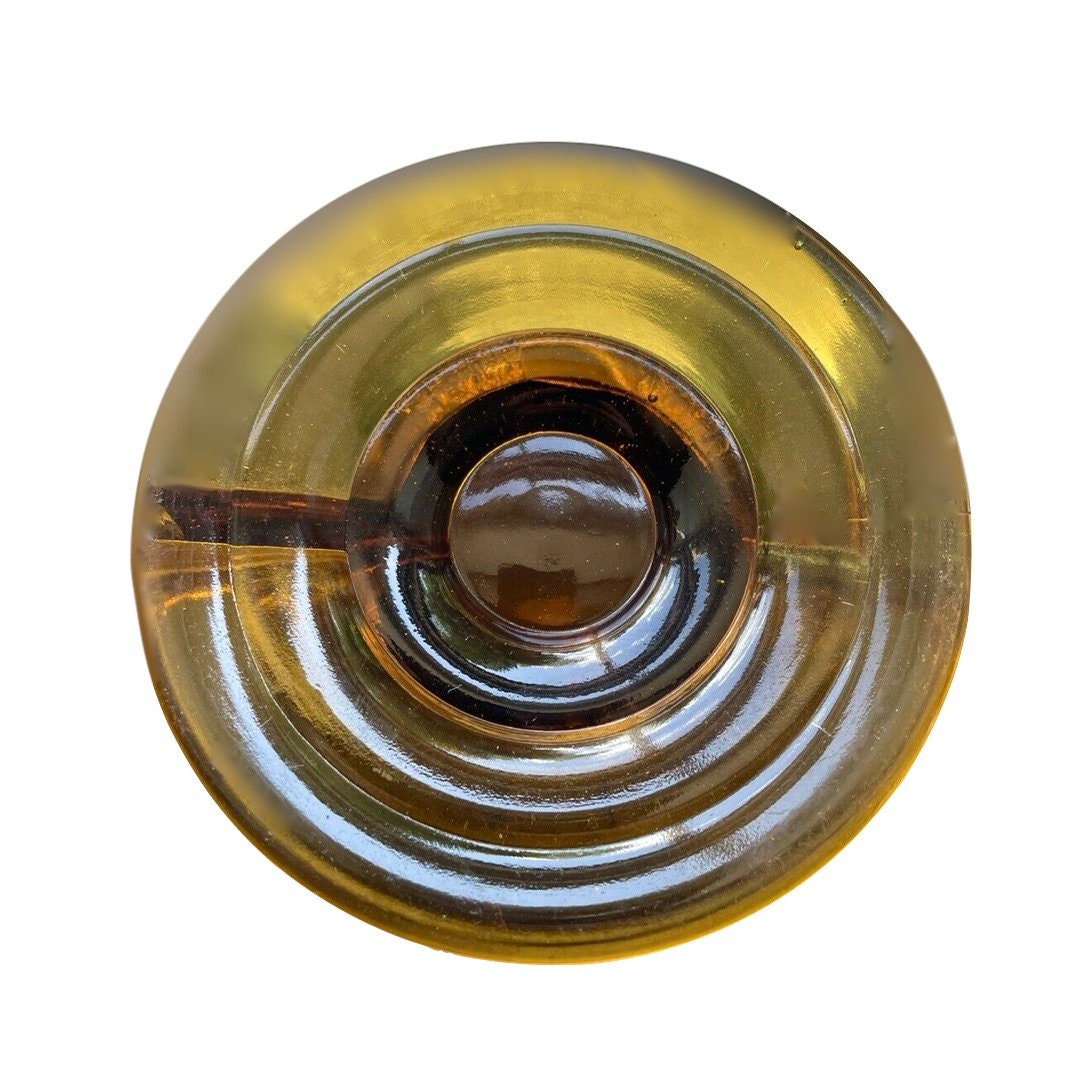 Vintage Sowerby Art Deco Amber Glass Vase Deep Swirled Cuts Applied ...