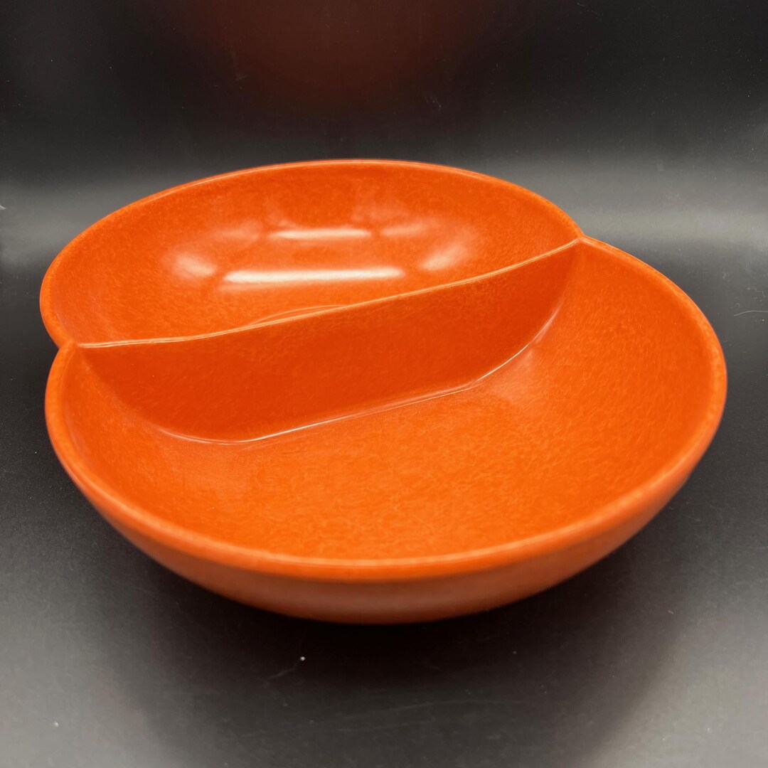 Vintage Orange Divided Bowl | Color Flyte Melmac | Made by Branchell ...
