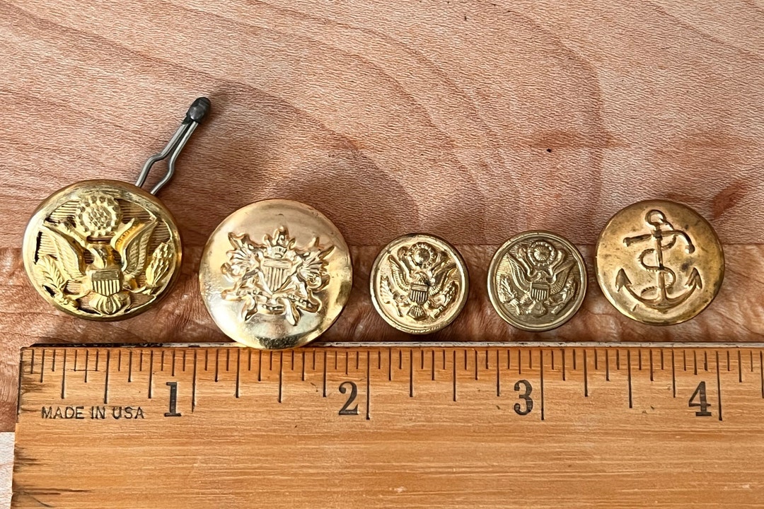 Vintage Military / Nautical Metal Sewing Buttons, Mixed Lot of 5 - Etsy
