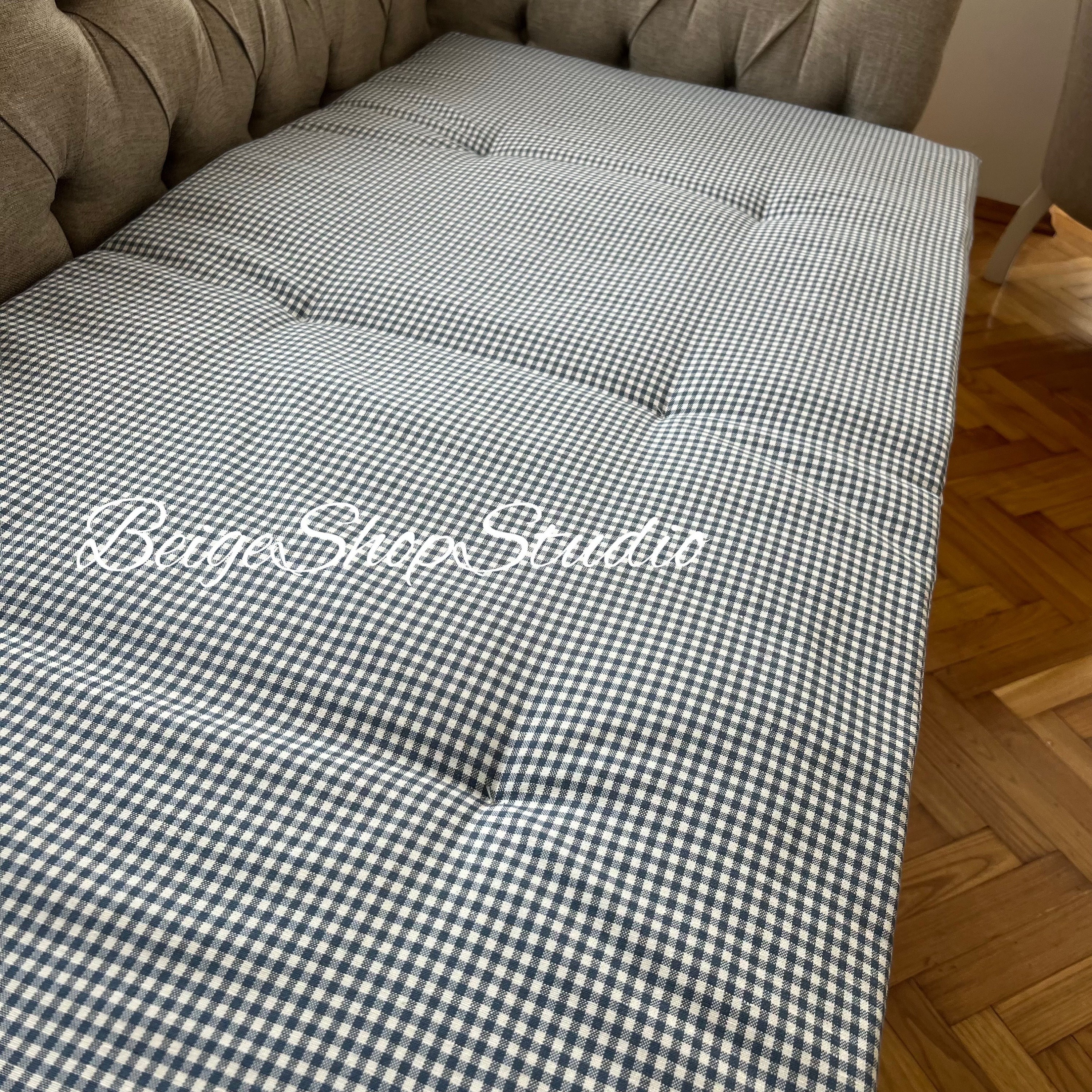 Indigo Plaid Sofa Pad Cover: Cotton Pet Furniture Protector, Sofa ...