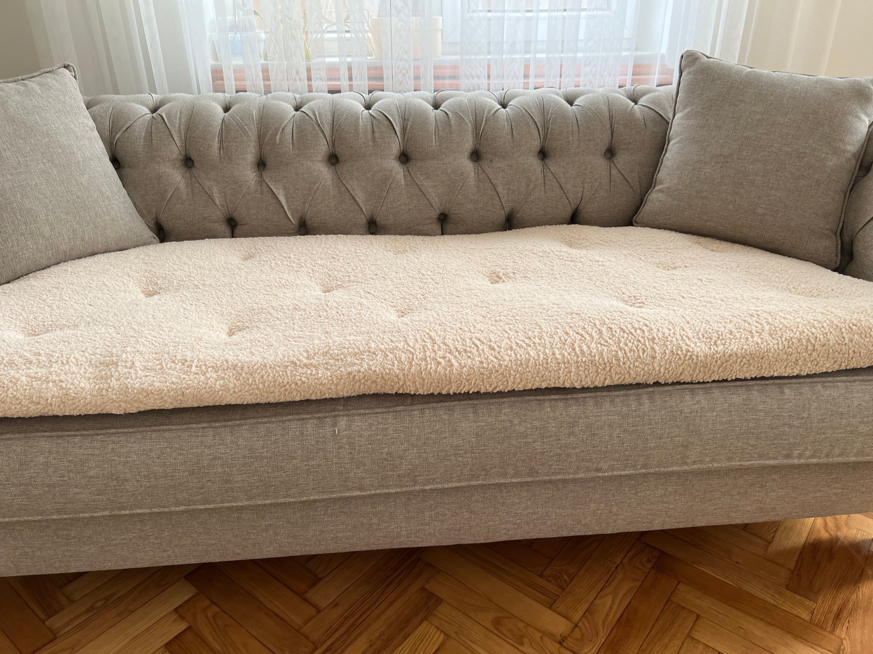 Beige Boucle Sofa Pad Cover: Cotton Pet Furniture Protector, Sofa ...