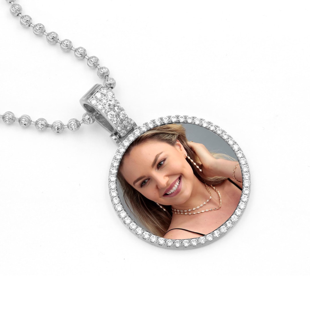 Iced Out Moissanite Custom Photo Pendant in 925 Sterling Silver - Etsy