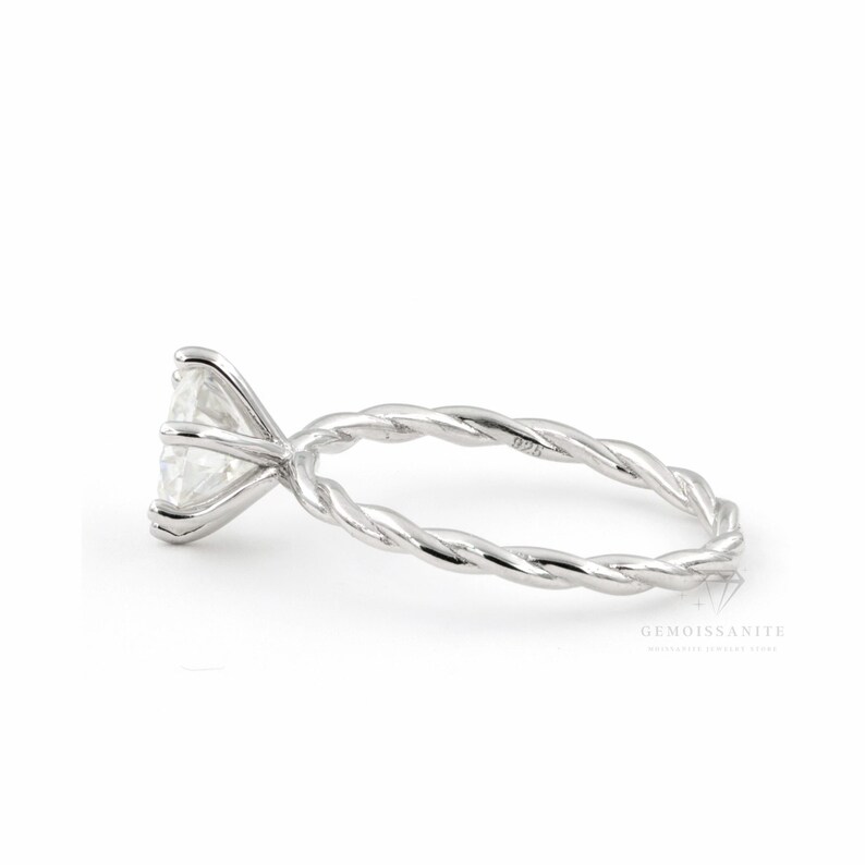 Moissanite Twisted Band Engagement Ring, 1ct / 2ct, 925 Sterling Silver ...