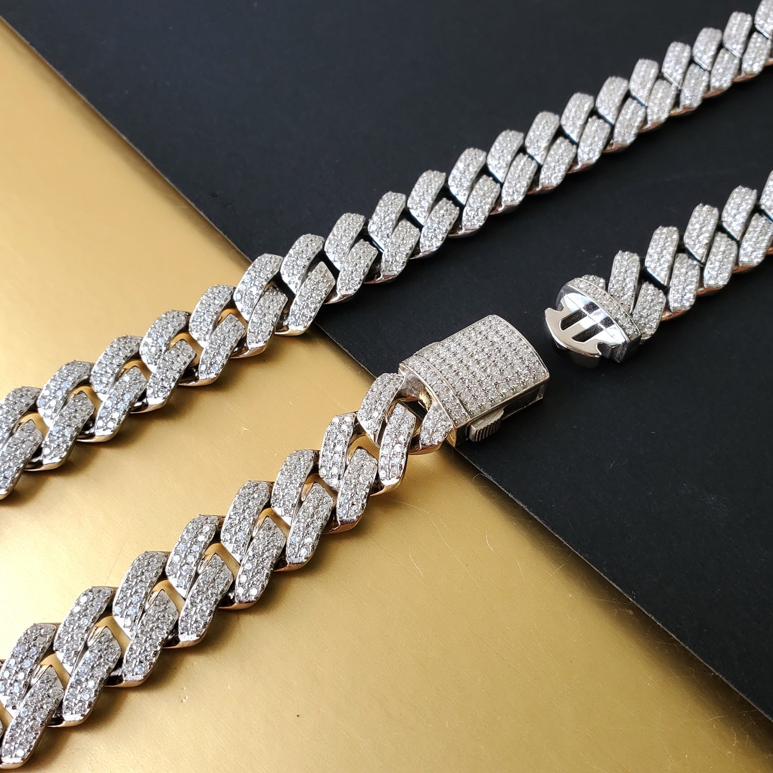 Final Sale 14mm Monaco Cuban Link Chain in 925 Sterling Silver - Etsy