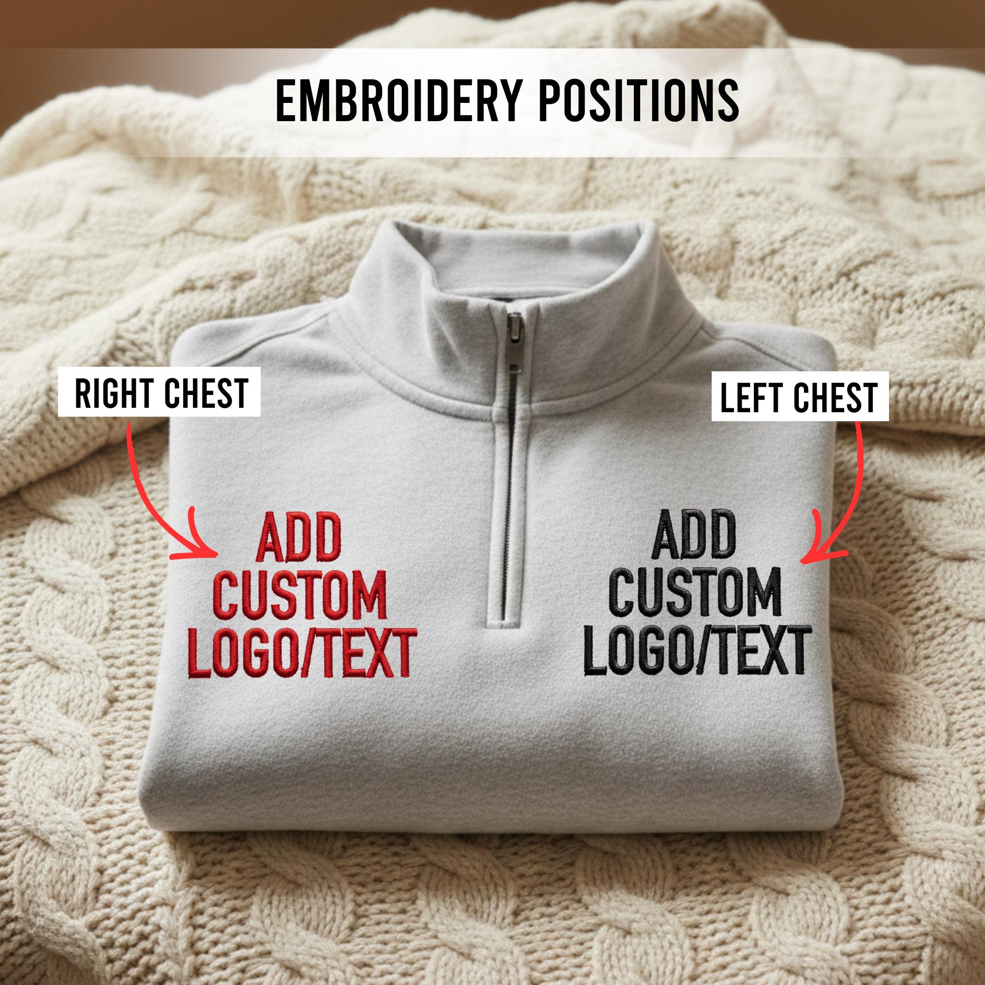 Custom Embroidered Quarter Zip Sweatshirt, Personalized Team Apparel ...