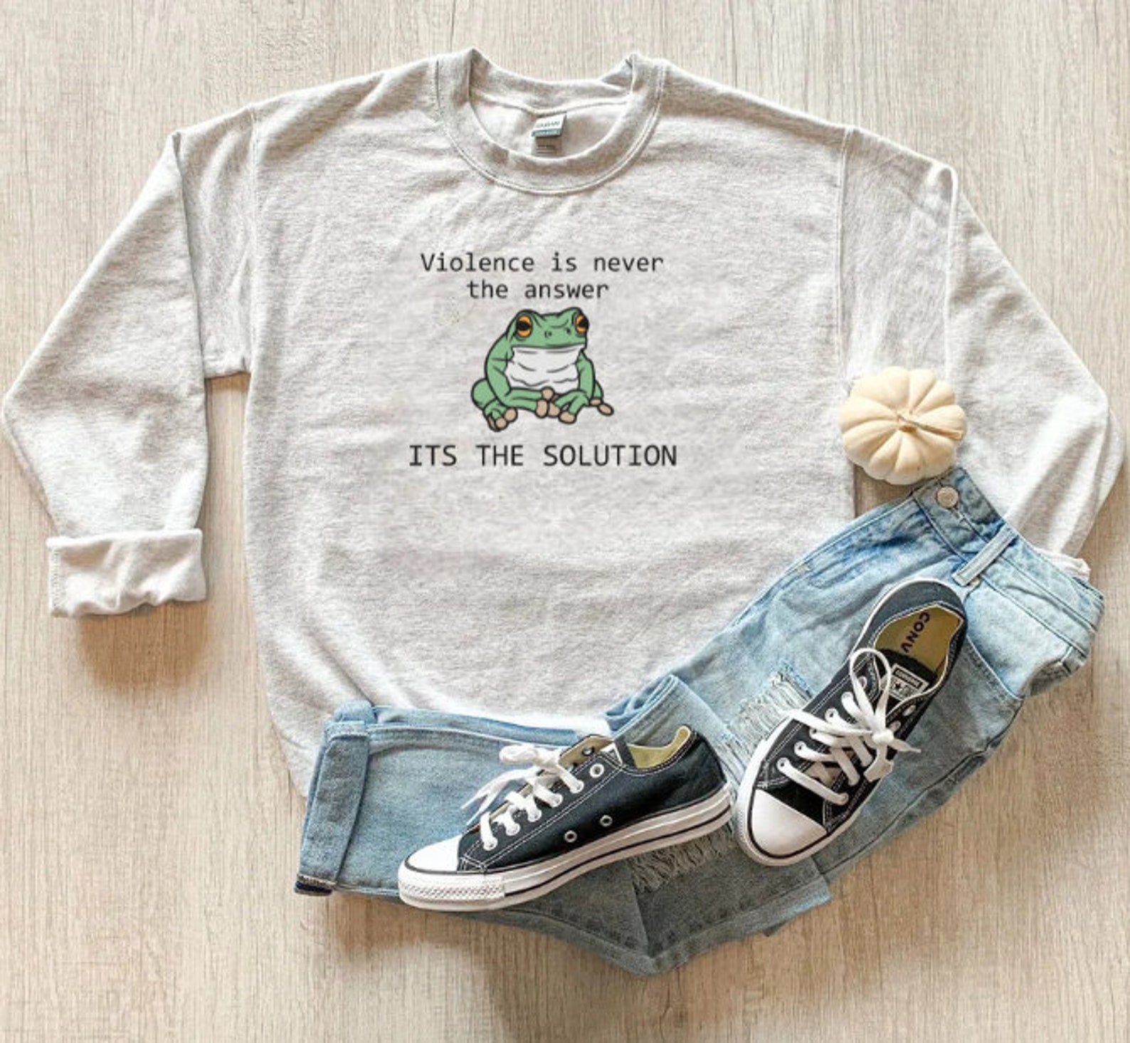 Violence is Never the Answer Png Svg, Funny Frog Sweatshirt Png Svg ...