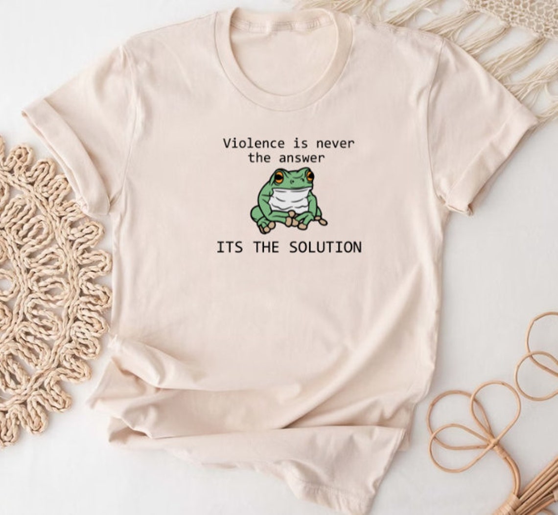Violence is Never the Answer Png Svg, Funny Frog Sweatshirt Png Svg ...