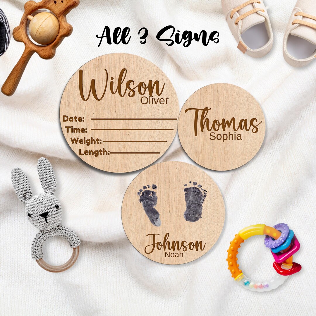 Custom Baby Announcement Sign, Baby Announcement Sign, Engraved Baby ...