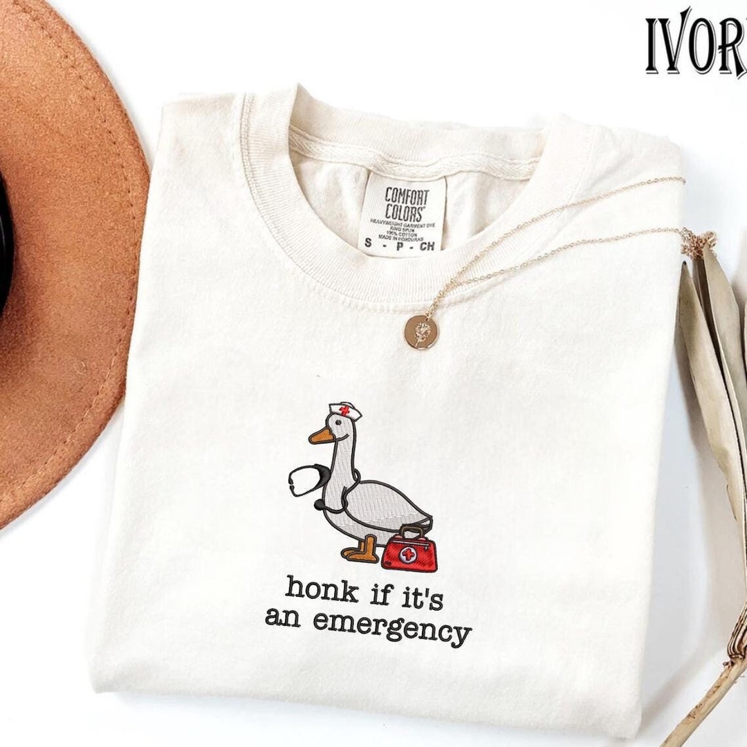 Embroidered EMT Comfort T-shirt, Funny Silly Goose Nurse Tee, Emergency ...