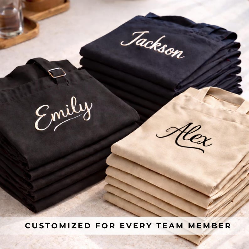 Custom Embroidered Apron With Name, Personalized Kitchen Apron, Cafe ...