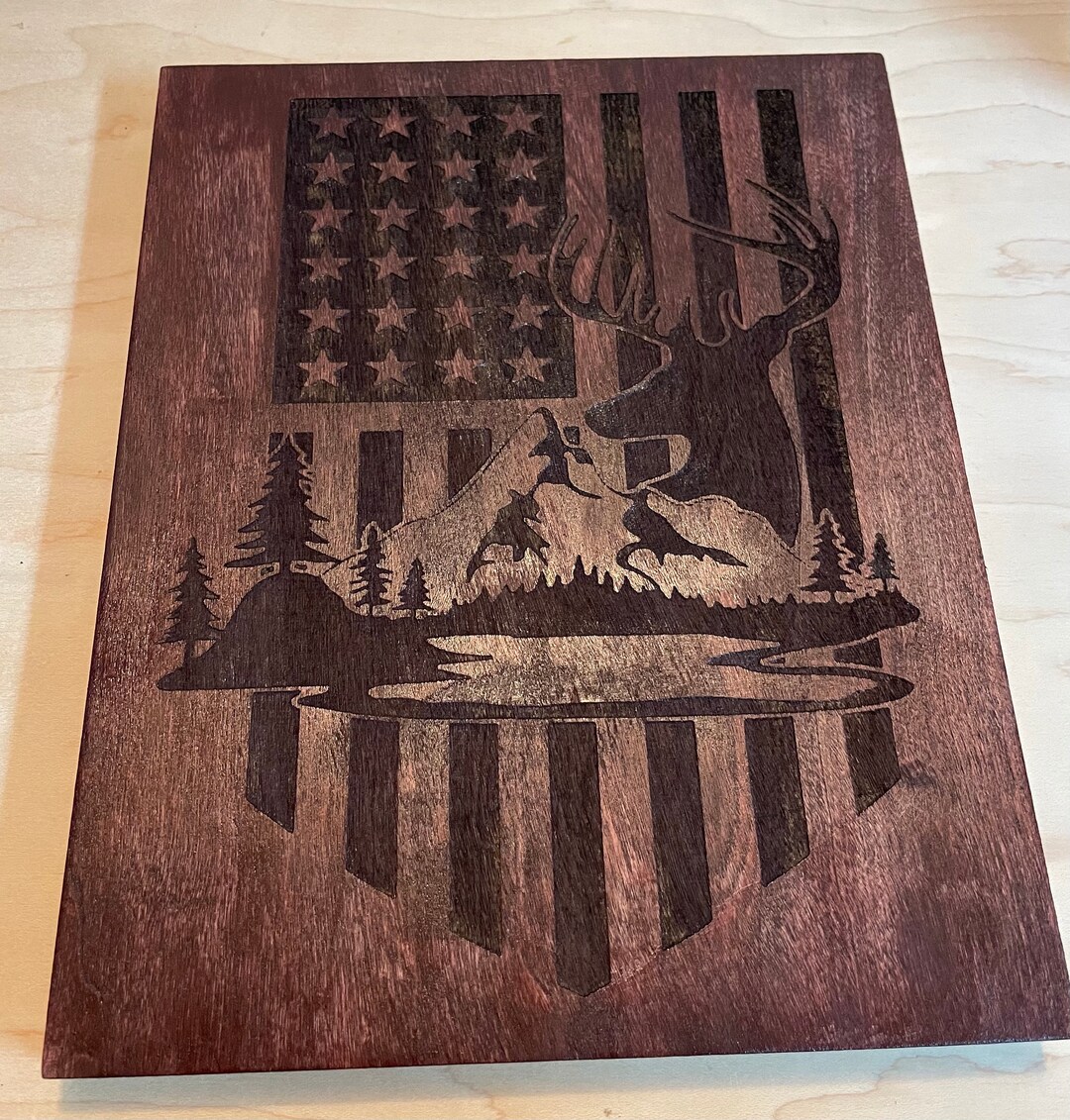 Laser Engraved Wood, Hunting Pictures, USA Flag, Engraved Pictures ...