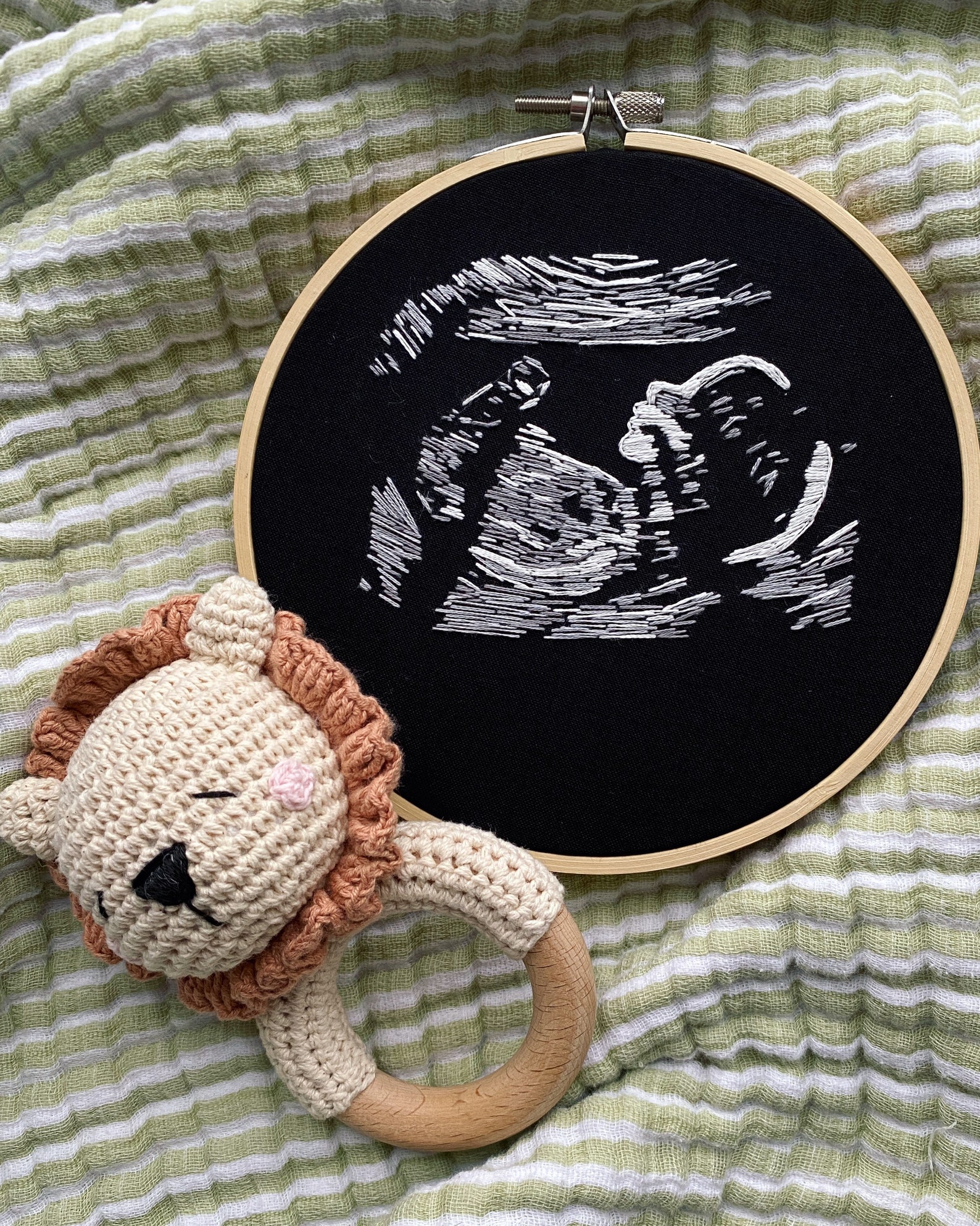 Custom Ultrasound Embroidery Baby Shower Gifts Baby Scan Art Sonogram ...