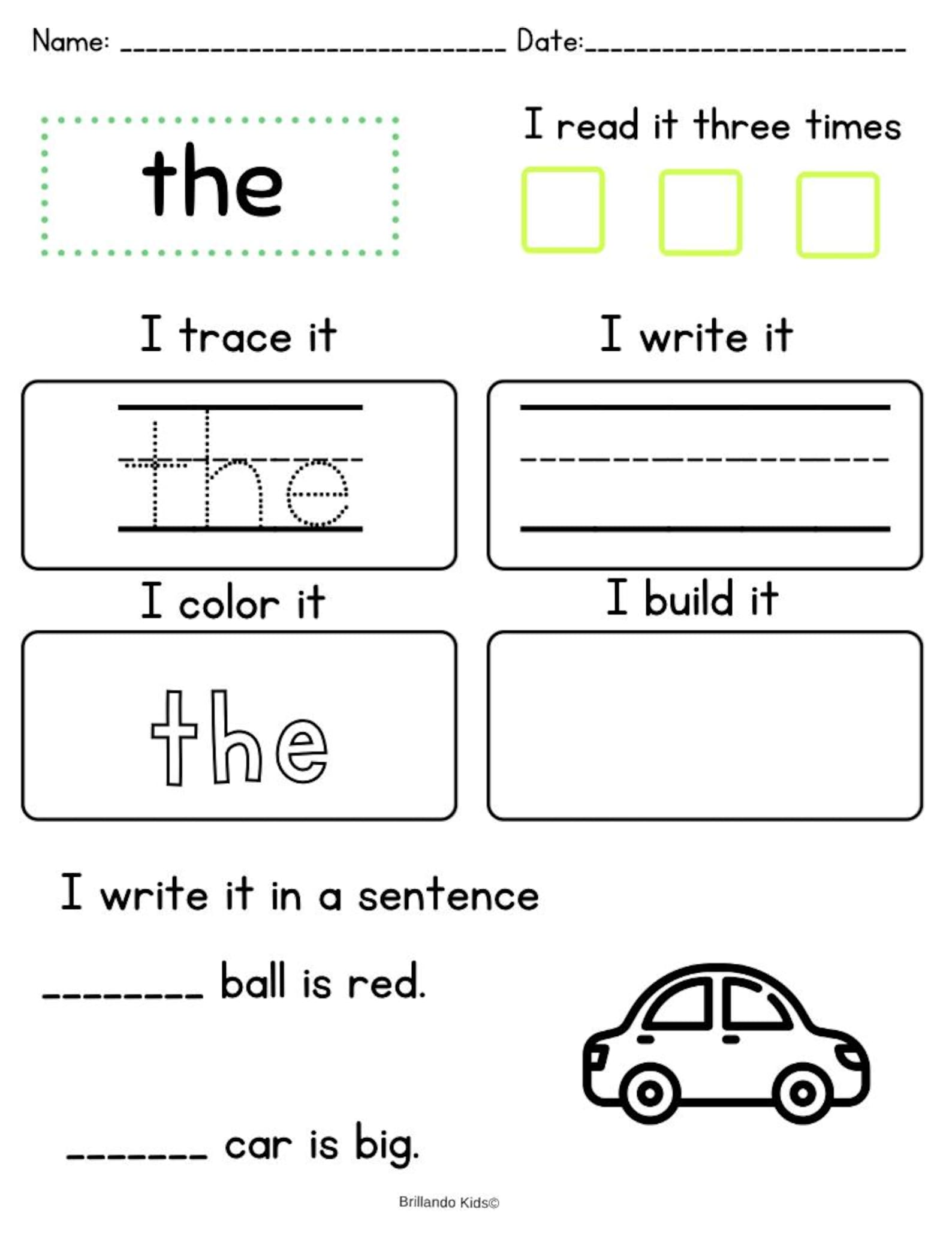 Sight Words Practice Workbook for Early Readers Printable Activities ...