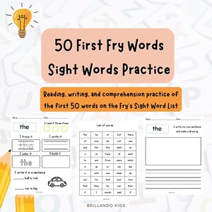 Sight Words Practice Workbook for Early Readers Printable Activities ...