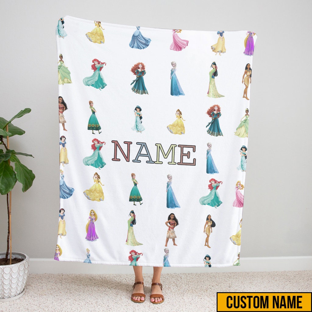 Disney Princess Blanket, Personalized Name Princess Character Blanket ...