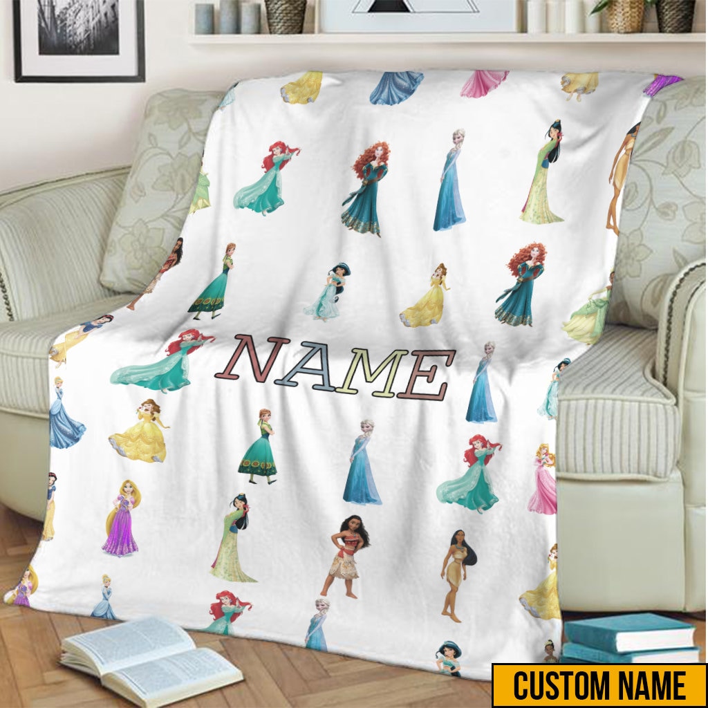 Disney Princess Blanket, Personalized Name Princess Character Blanket ...