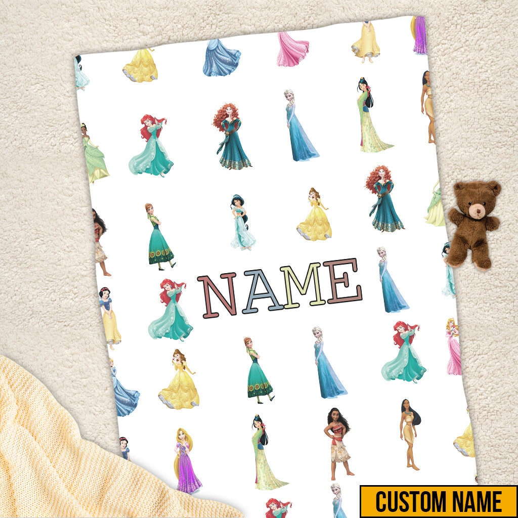 Disney Princess Blanket, Personalized Name Princess Character Blanket ...