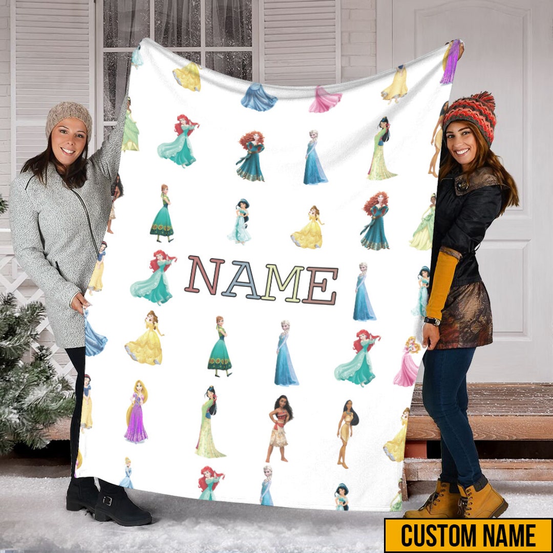 Disney Princess Blanket, Personalized Name Princess Character Blanket ...