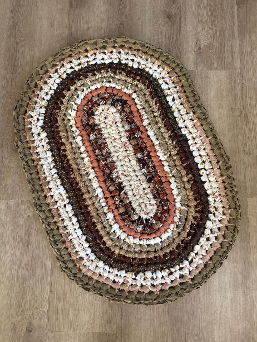 Oval Rag Rug Crocheted in Beiges Browns Multi 22" X 31" - Etsy