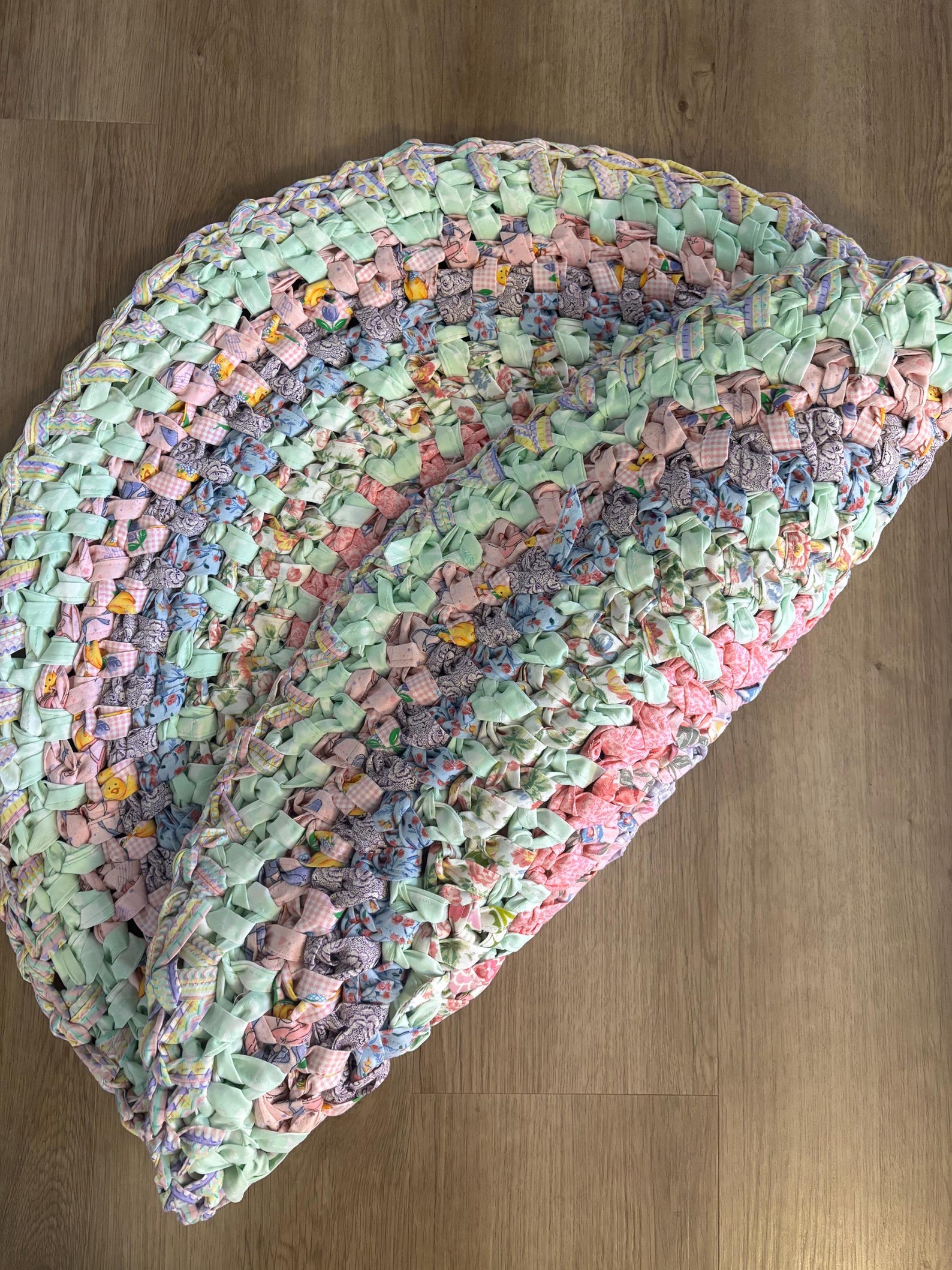 Round Rag Rug Crocheted in Pastel Mints, Pinks, Lavenders 27" - Etsy