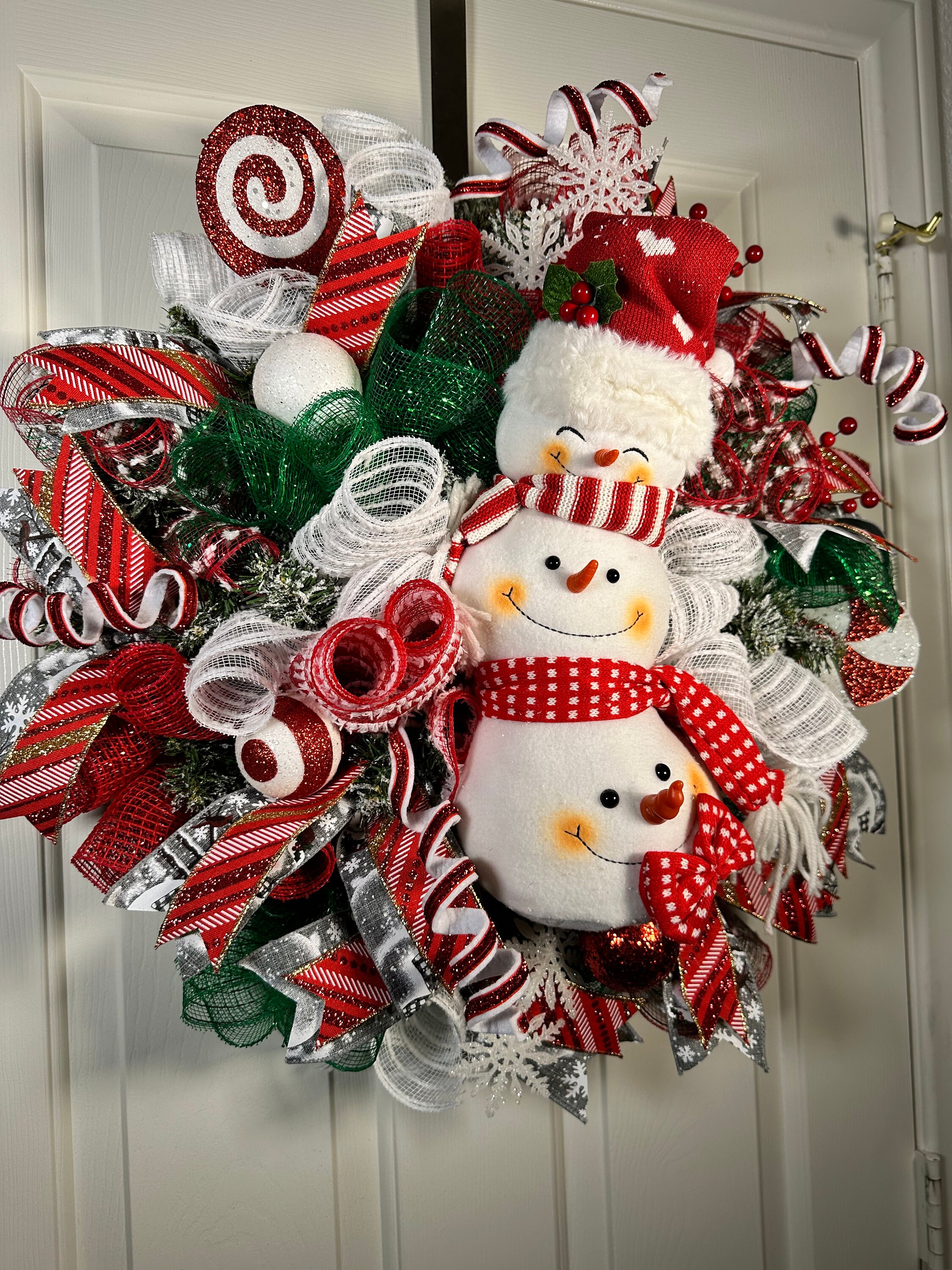 Christmas Wreath, Snowman Wreath, 3 Snowman Wreath, Stacked Snowmen ...