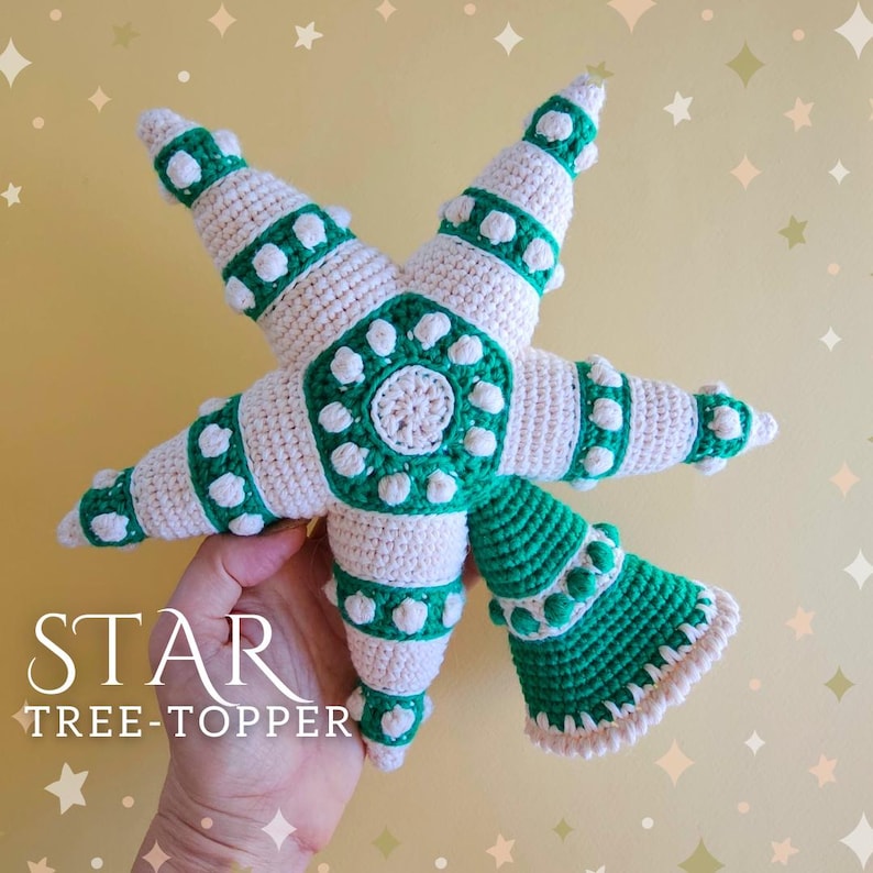 Crochet Star Christmas Tree Topper Pattern: No-sew Holiday Decor (PDF ...