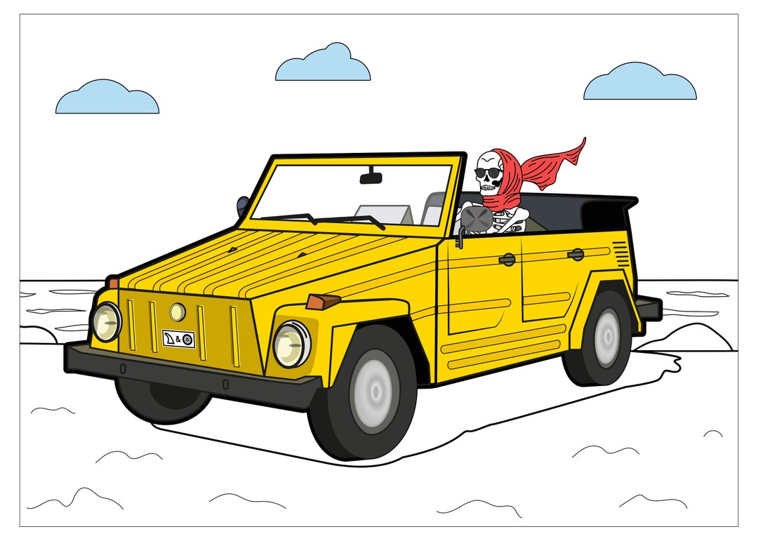 Skeleton Driving Vintage Convertible Volkswagen - Etsy