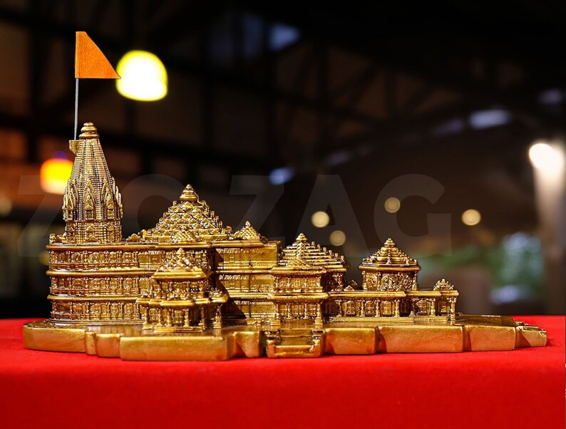 Elegant 6-inch Ram Mandir Statue Inspired by Ayodhya's Grandeur Gold ...