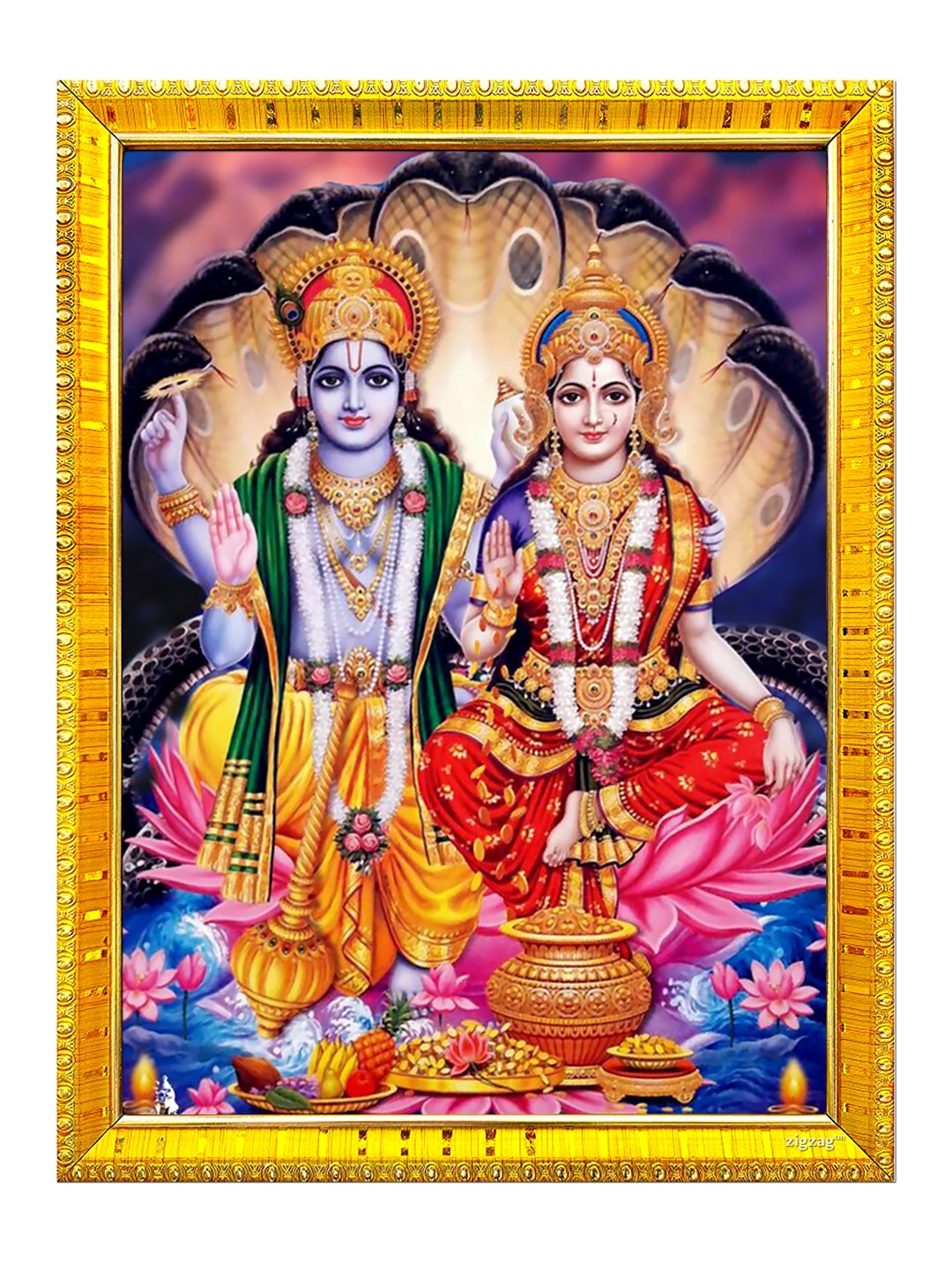 Lord Lakshmi Narayan Vishnu With Photo Frame for Pooja Room 7x9 Inches ...