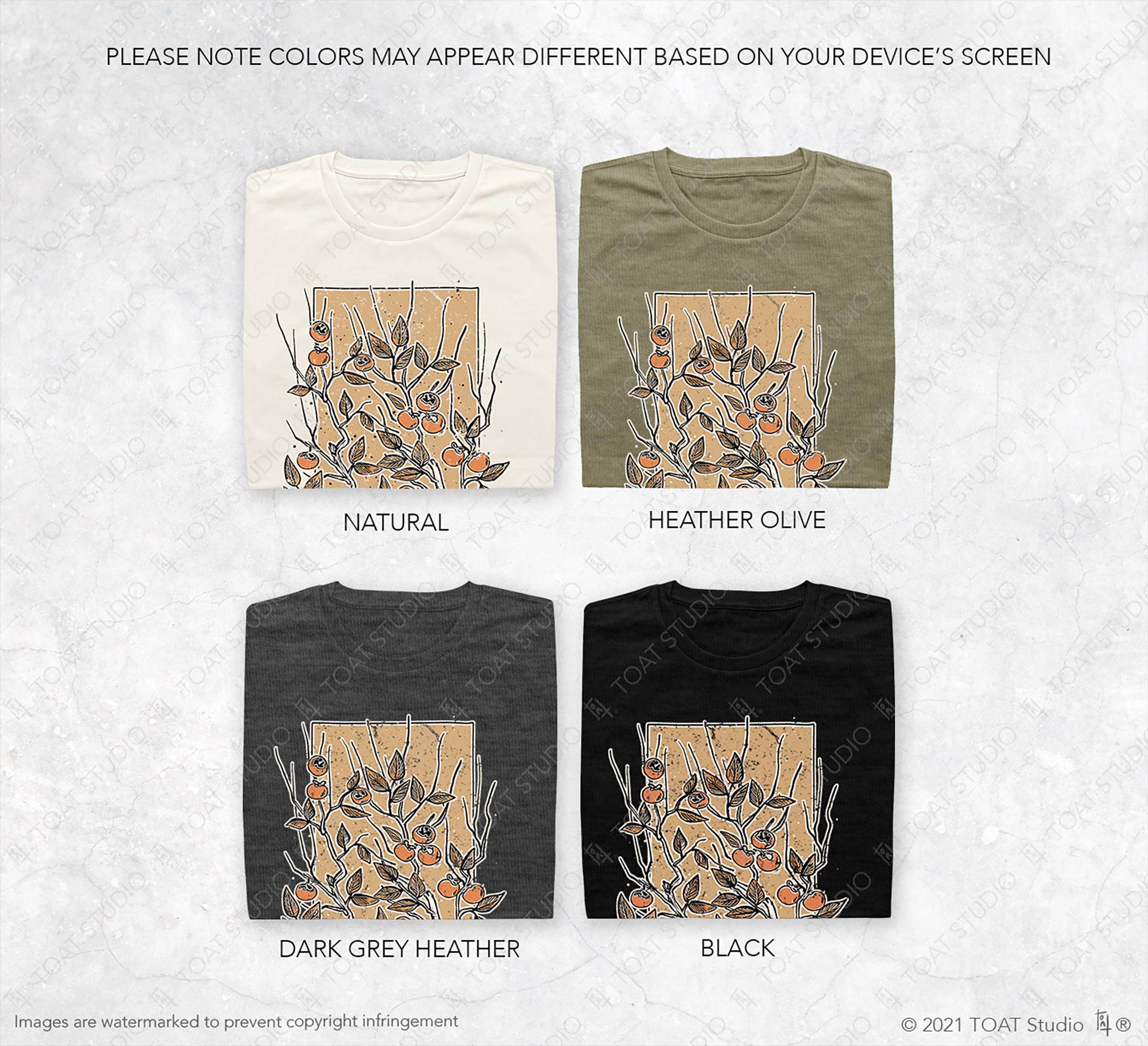 Persimmon Blockprint Unisex T-shirt: Vintage Fall Botanical Fruit Art ...