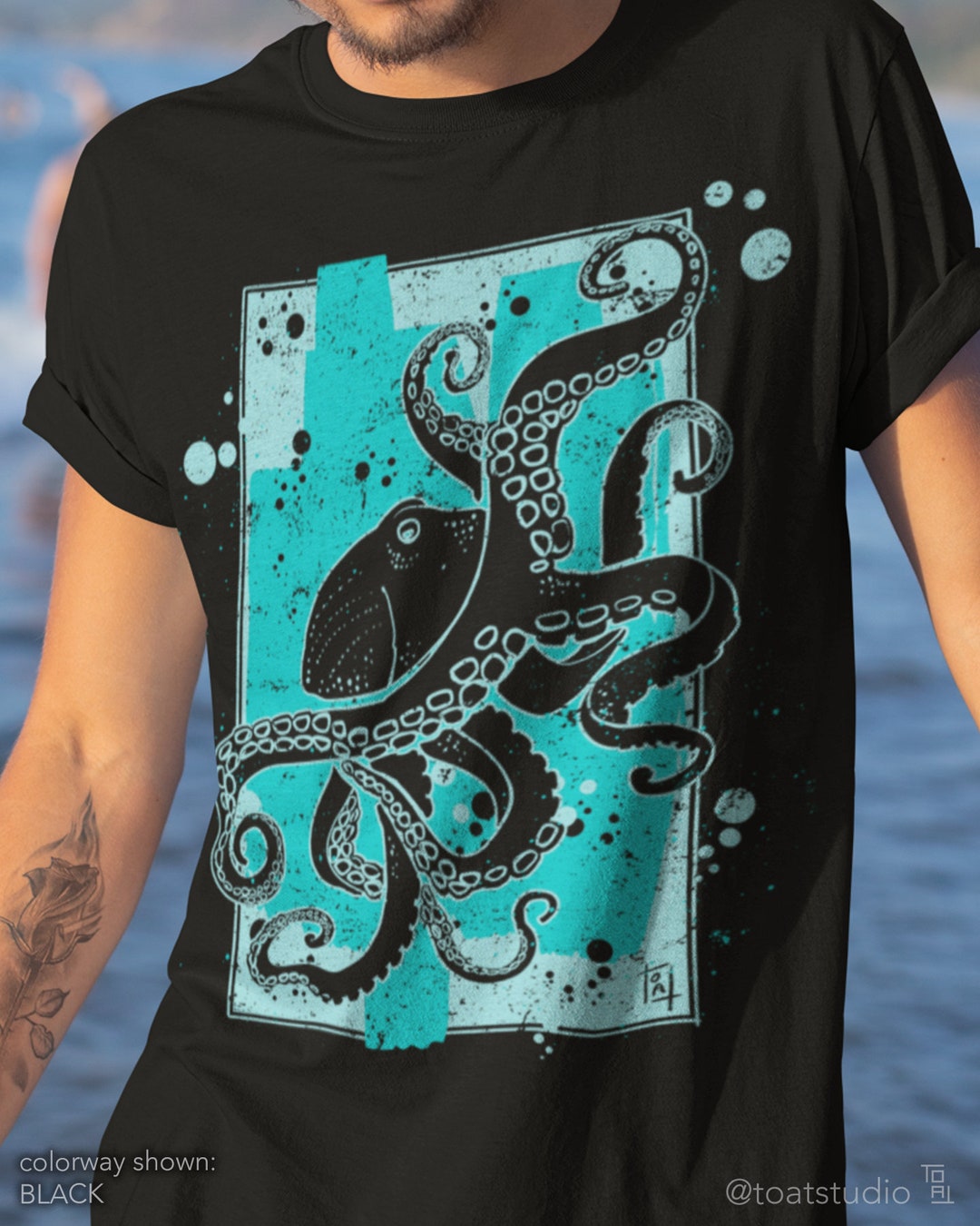 Octopus Unisex T-shirt, Octopus Silhouette, Octopus Tentacle Drawing ...