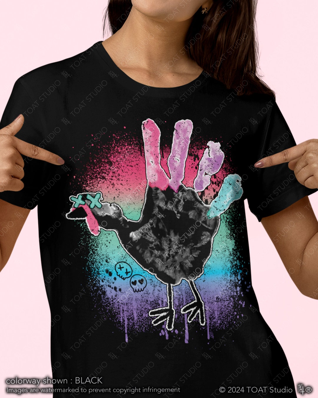 Pastel Goth Turkey Hand Unisex T-shirt, Pastel Rainbow Turkey, Kawaii ...