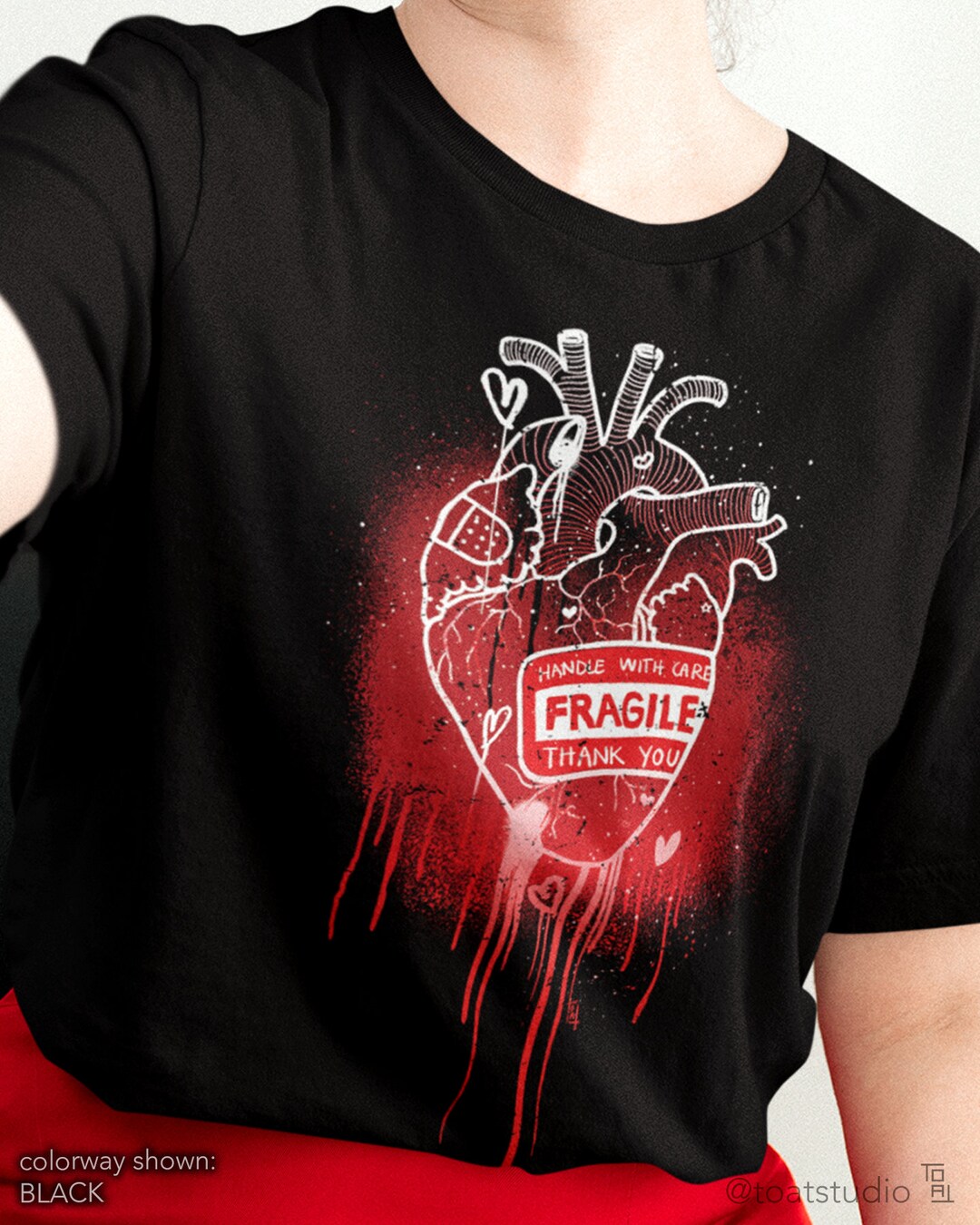 Handle With Care Heart Unisex T Shirt Fragile Human Heart Yami Kawaii