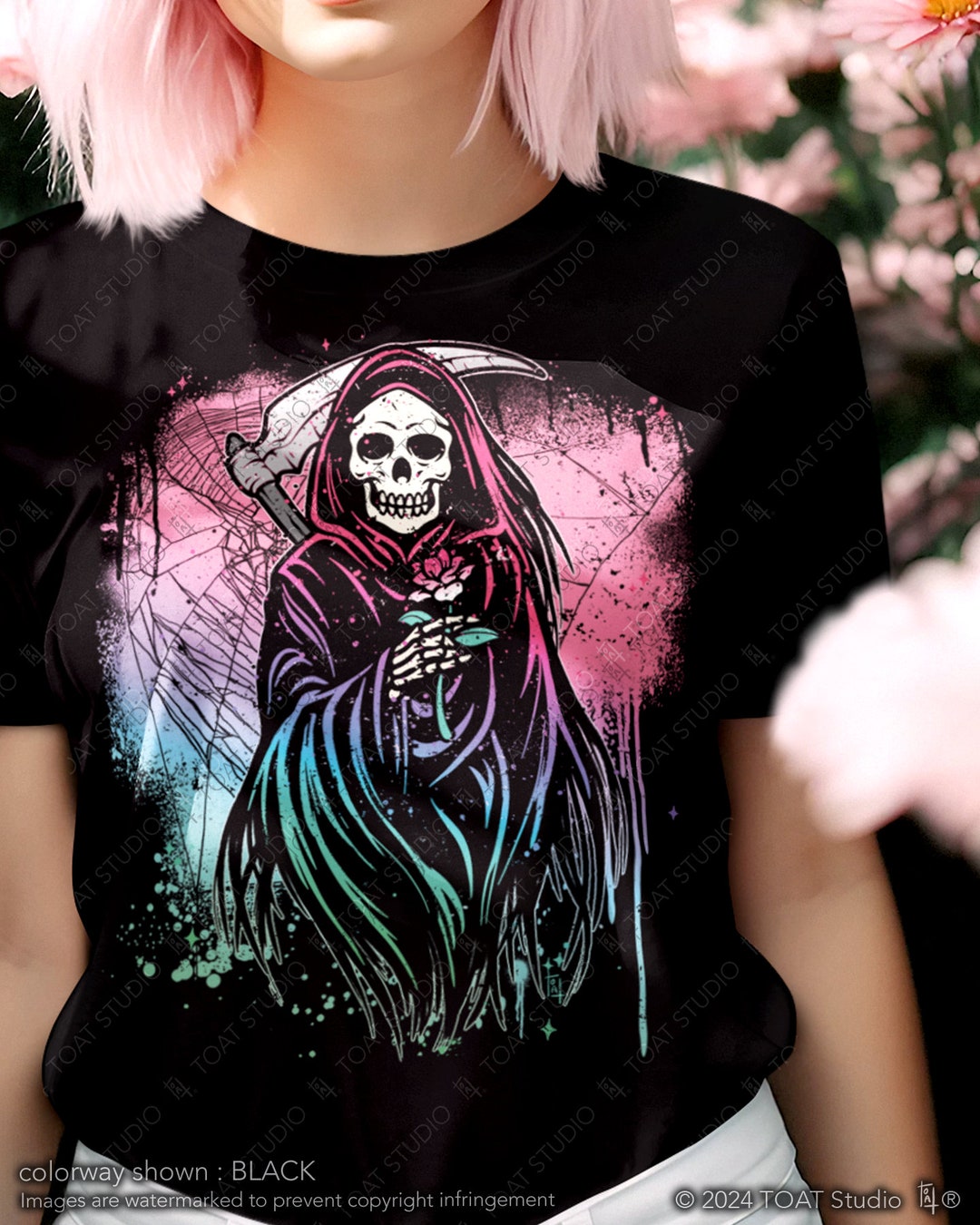 Pastel Goth Grim Reaper Unisex T-shirt, Pastelgore God of Death, Red ...
